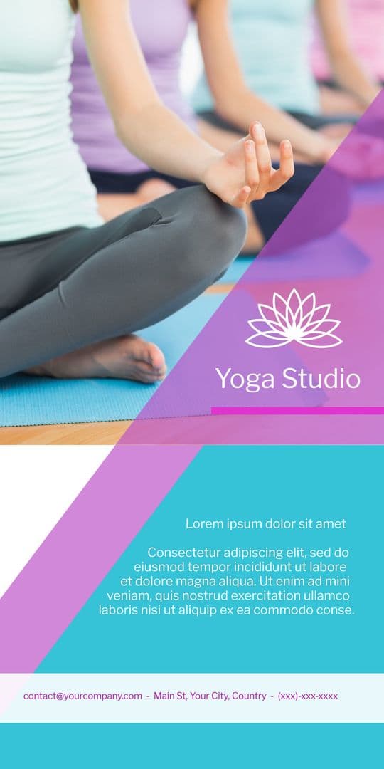 Serene Yoga Studio Flyer Promoting Wellness and Relaxation