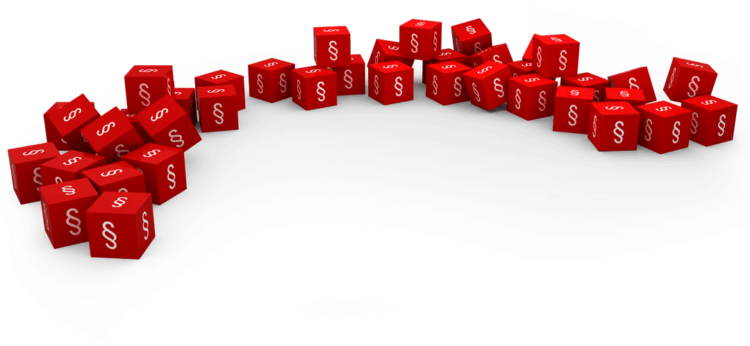 Falling Red 3D Blocks of Transparent Section Symbols