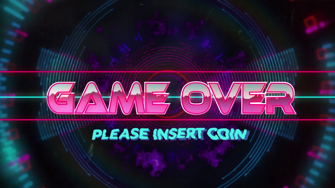 Retro game over screen with neon design - Free Stock Video | Pikwizard