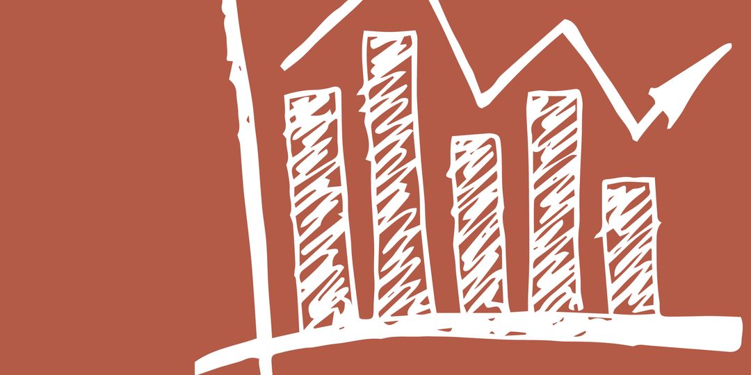 Illustrated Bar Graph with Downward Trend Arrow Depicting Economic Decline