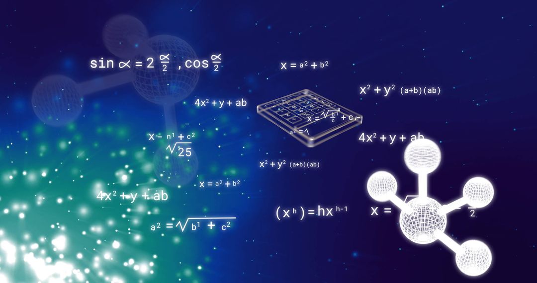 Abstract Mathematics and Science Concepts with Equations and Molecule ...