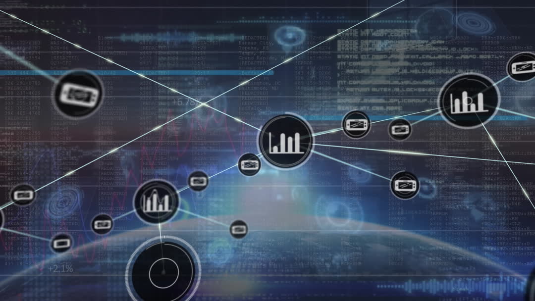 Global Data Network on Futuristic Digital Globe