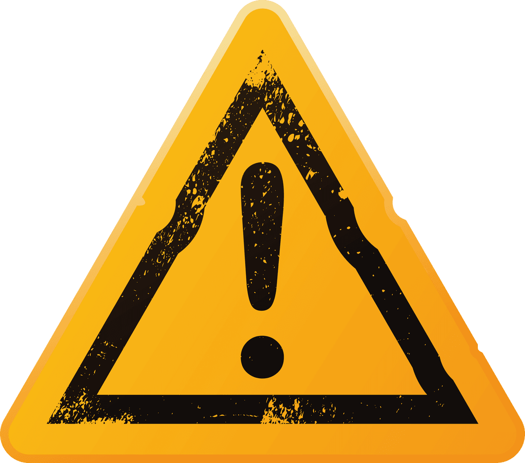 Warning Sign with Yellow Triangle and Exclamation Mark on Transparent ...
