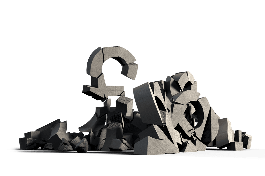 Fragmented Currency Symbols on Transparent Background Illustrating ...