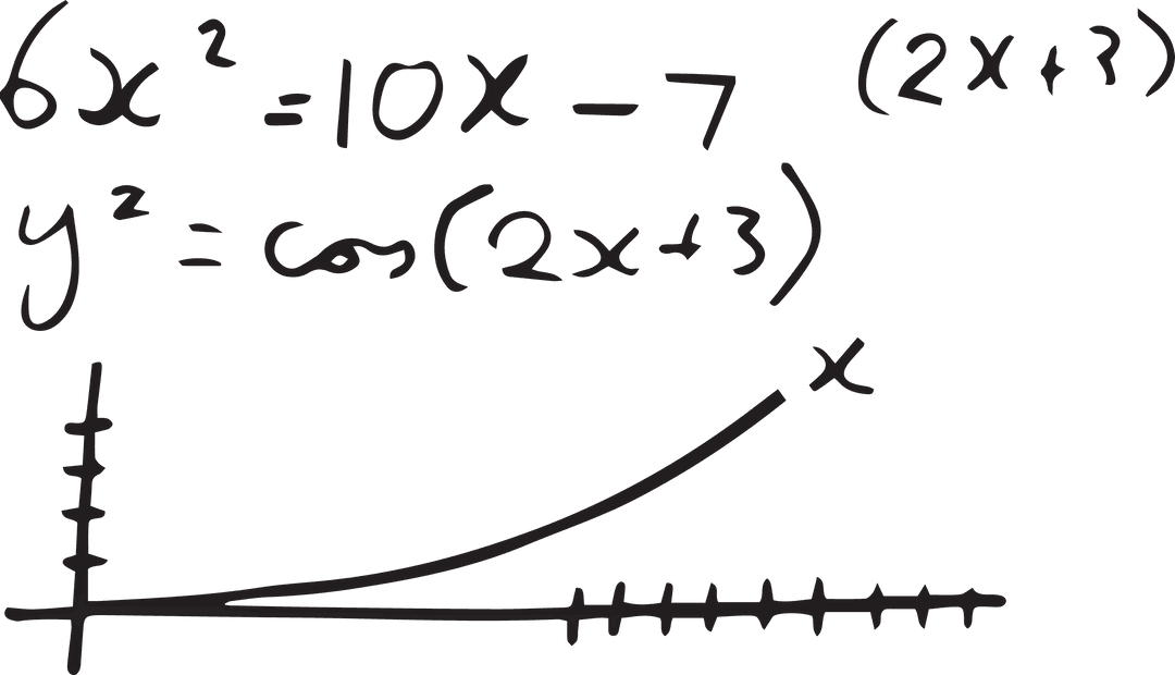 Transparent Hand-drawn Math Equations and Graph