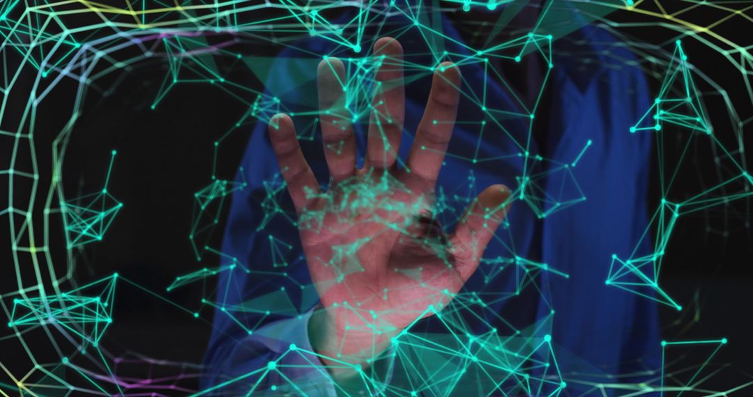 Biometric Hand Authentication with Digital Network Overlay - Free Stock ...
