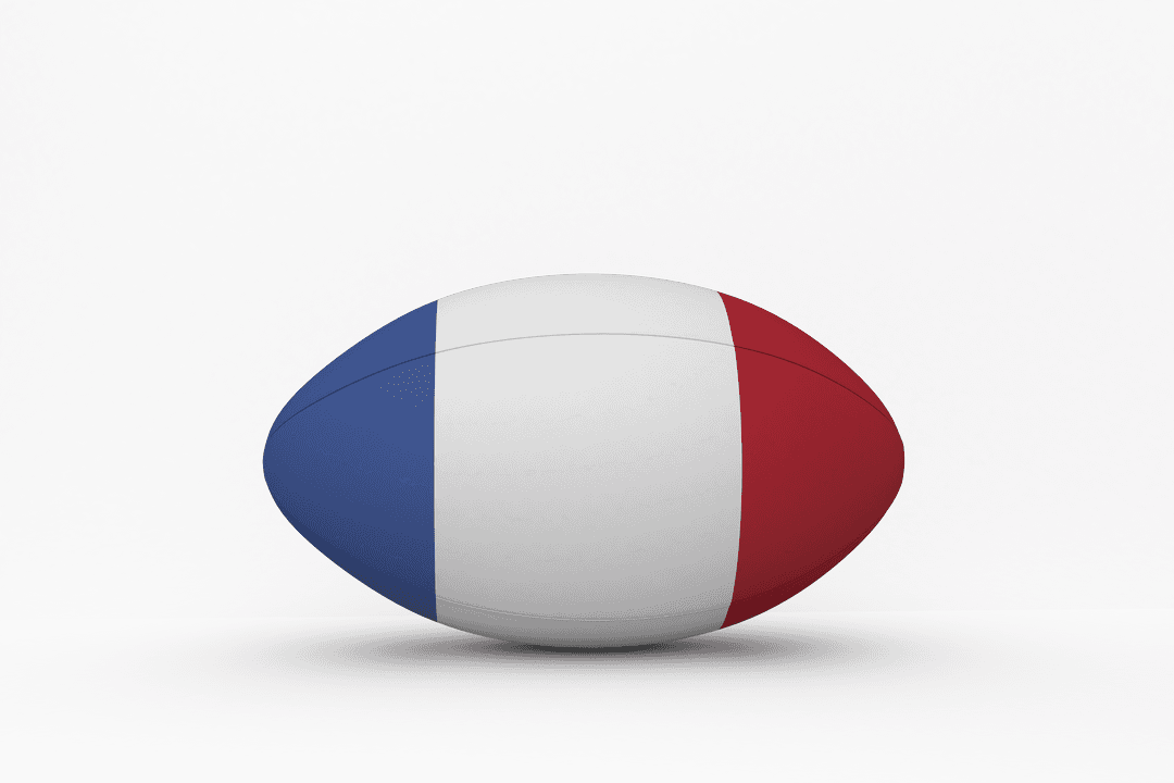French Flag on Rugby Ball with Transparent Background