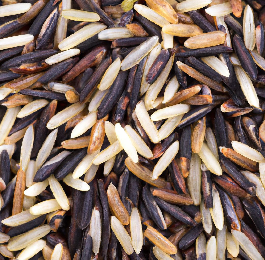 Close-up View of Diverse Wild Rice Grains