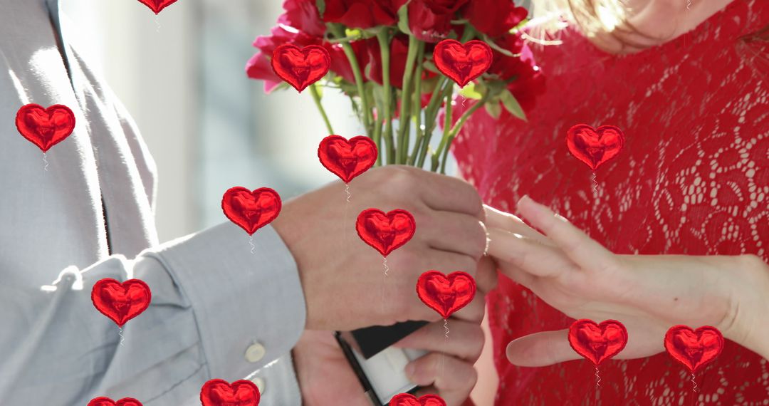 Romantic Valentine Proposal with Red Roses and Ring Exchange