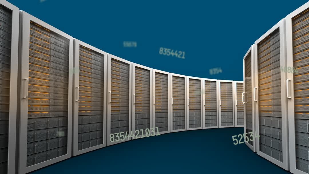 Data Center Servers with Digital Numbers Changing