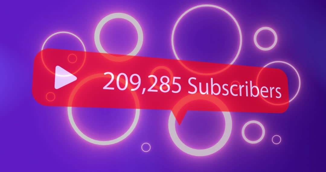 Digital Subscriber Count with Glowing Play Button on Purple Background
