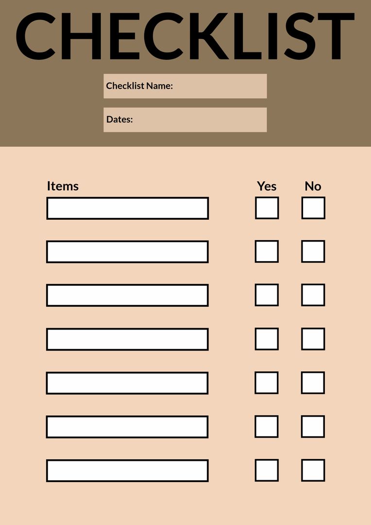 Minimalist Checklist Template with Yes No Options - Free Stock Template ...