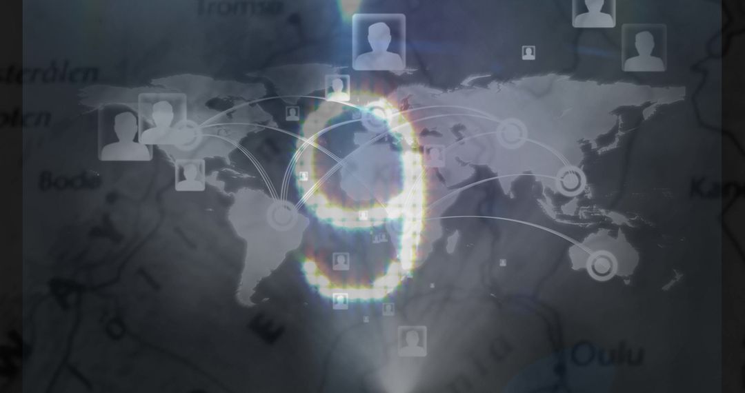 Digital World Map with Countdown and Networking Icons