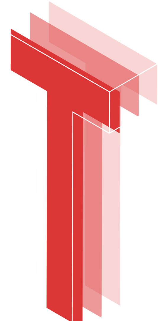Red Extruded Letter T with Transparent Outline Design - Free Stock Png ...