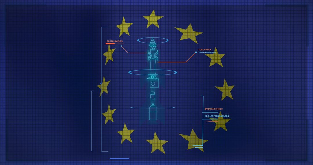 Digital Missile Interface Overlaying European Union Flag Symbolizing ...