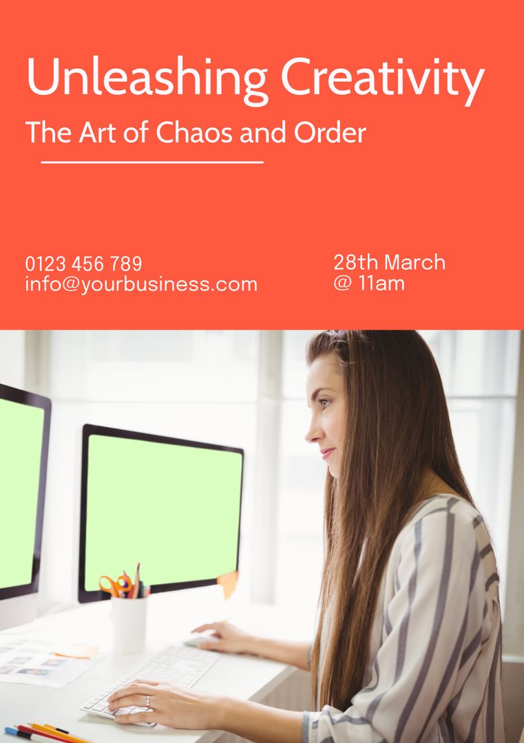 Creative Workshop Promotion with Focused Woman at Workstation - Free ...