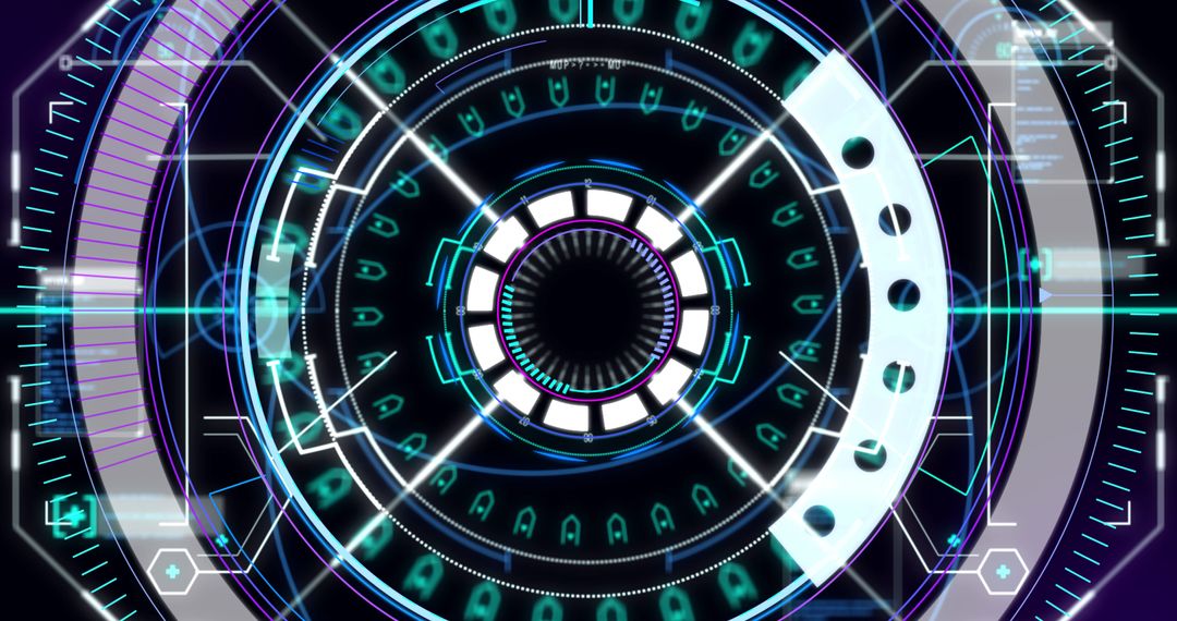 Futuristic Neon Scope Overlay with Digital HUD Interface