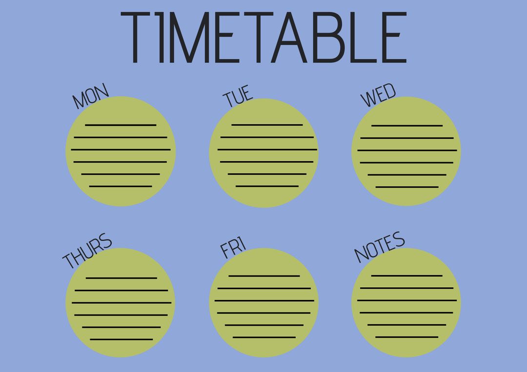 Colorful Weekly Timetable Template for Organizing Schedules