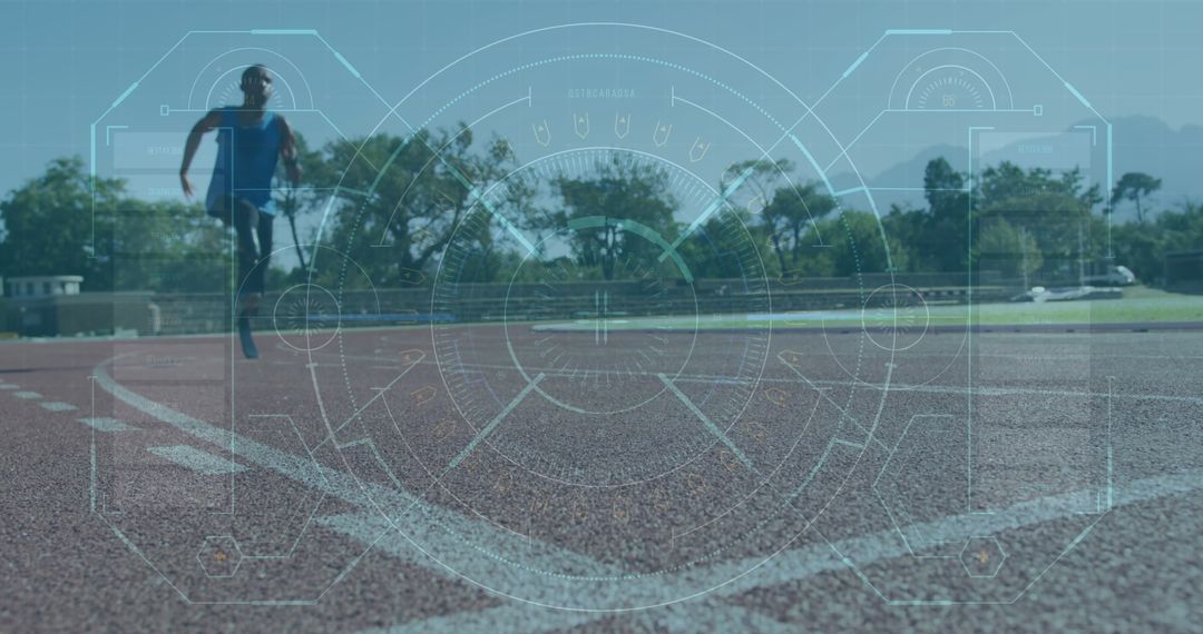 Digital Overlay of Data on African American Para Athlete Running Track ...