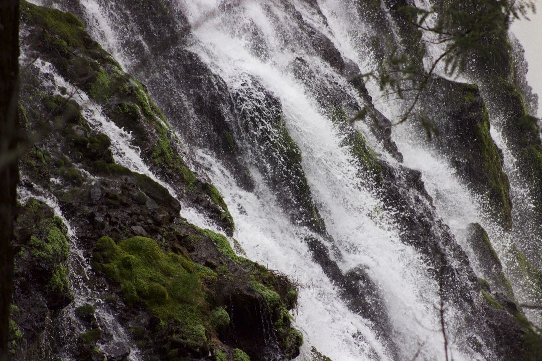 Cascading Waterfall in Lush Forest Environment