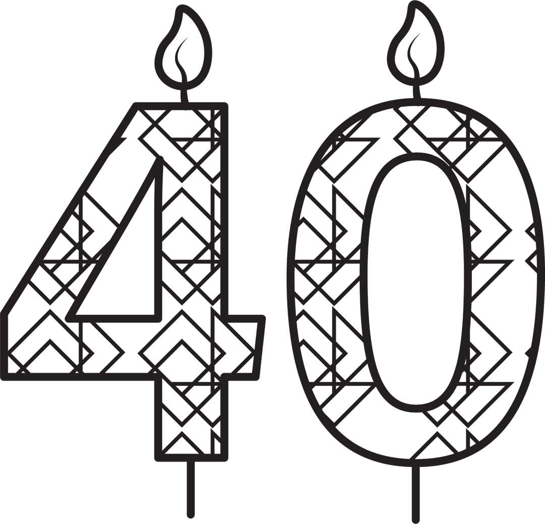 Festive 40th Birthday Candles on Transparent Background