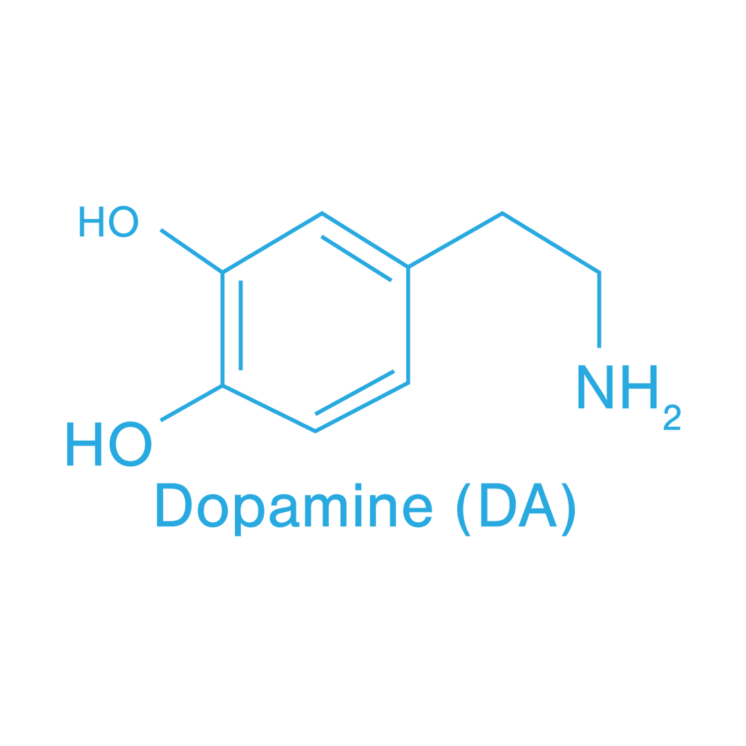 Transparent Dopamine Molecular Structure Blue Illustration